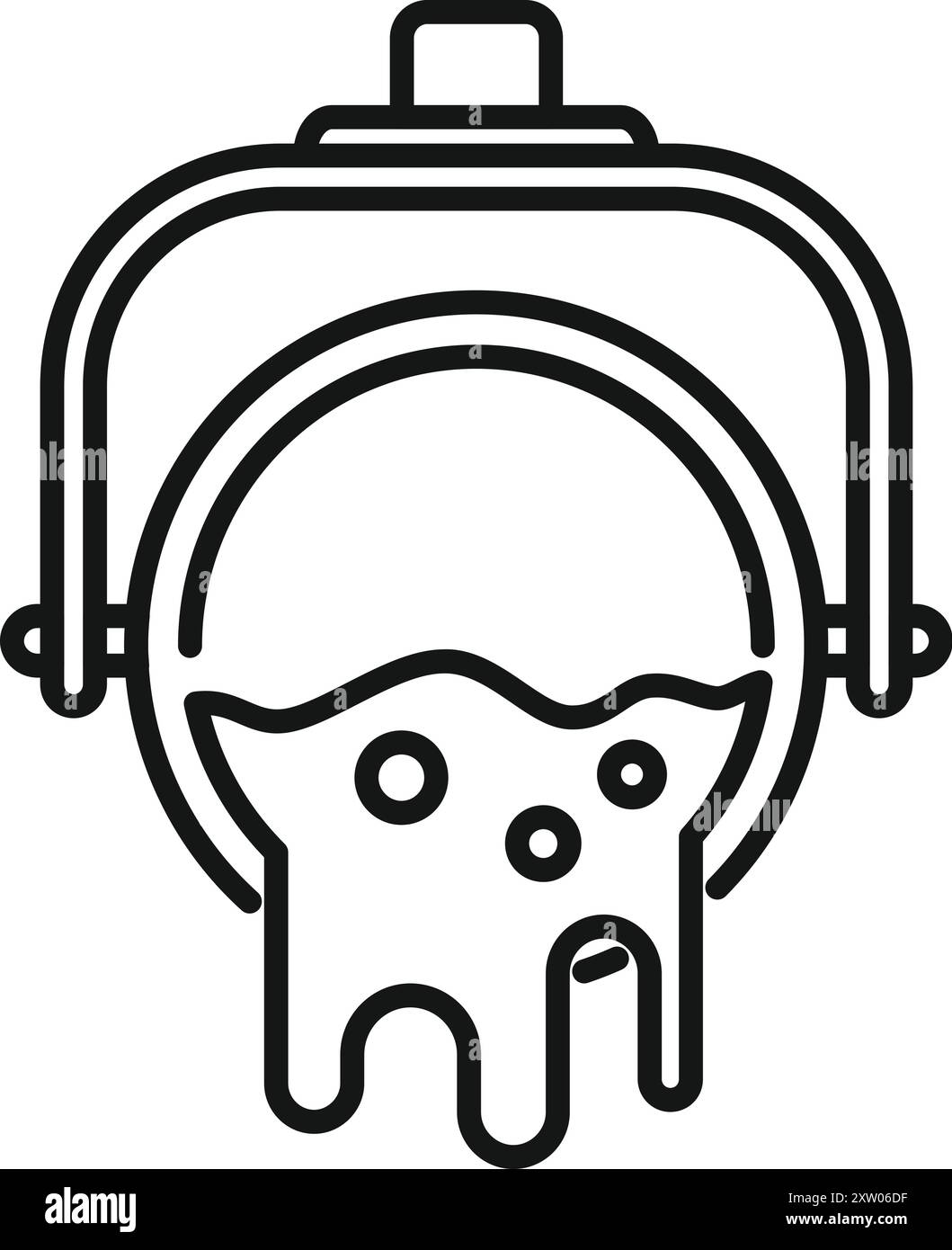 Line art icon of a cooking pot with boiling water dripping from it ...