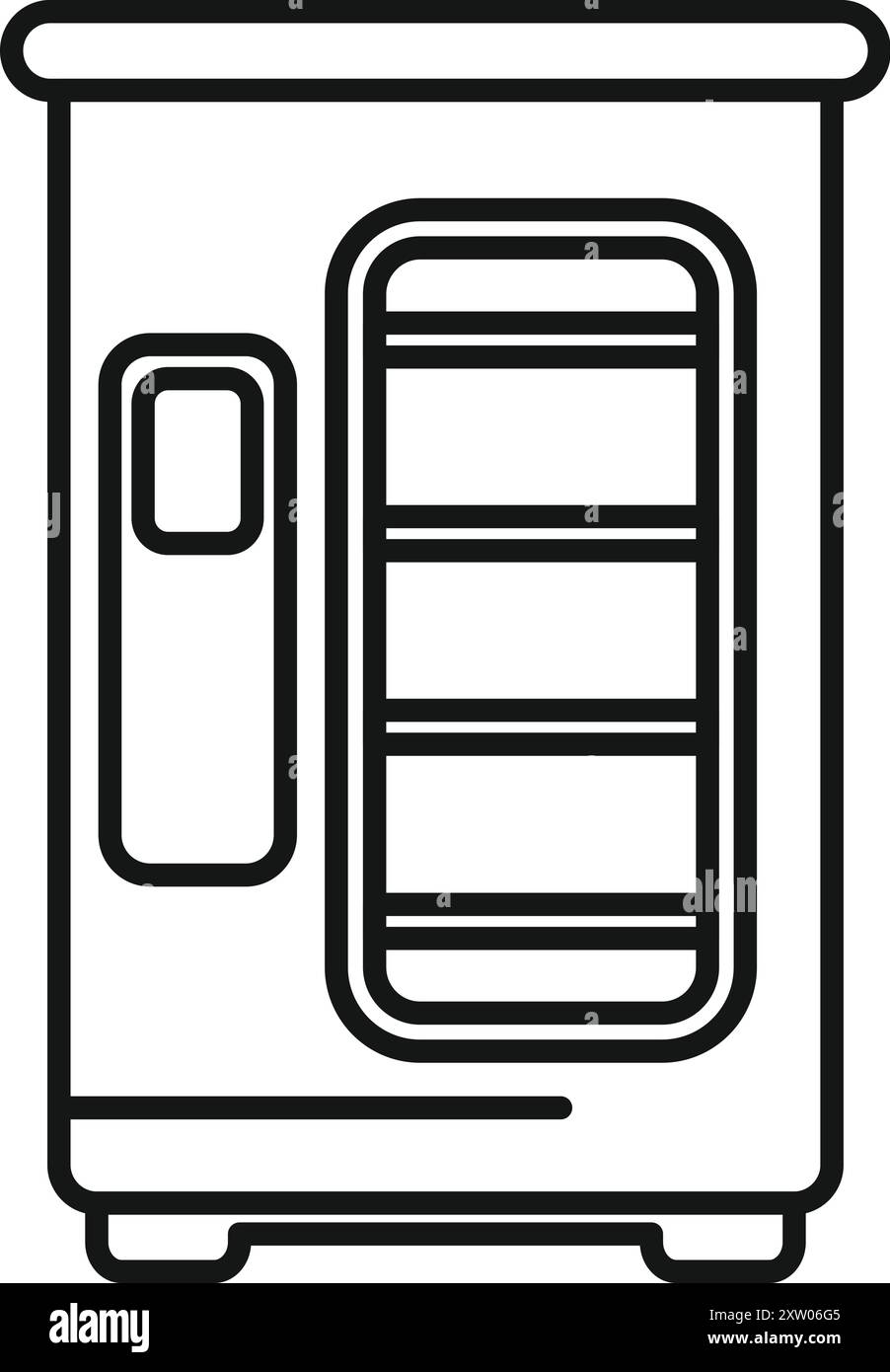 Line drawing of a medical refrigerator storing medicine showing empty ...