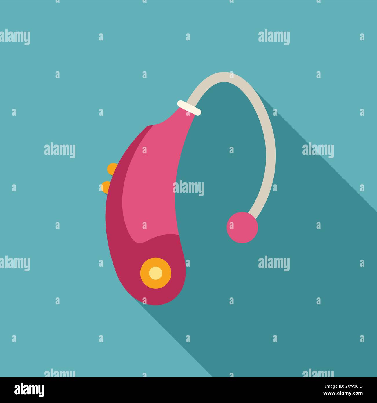 Pink hearing aid improving hearing for deafness and communication Stock ...