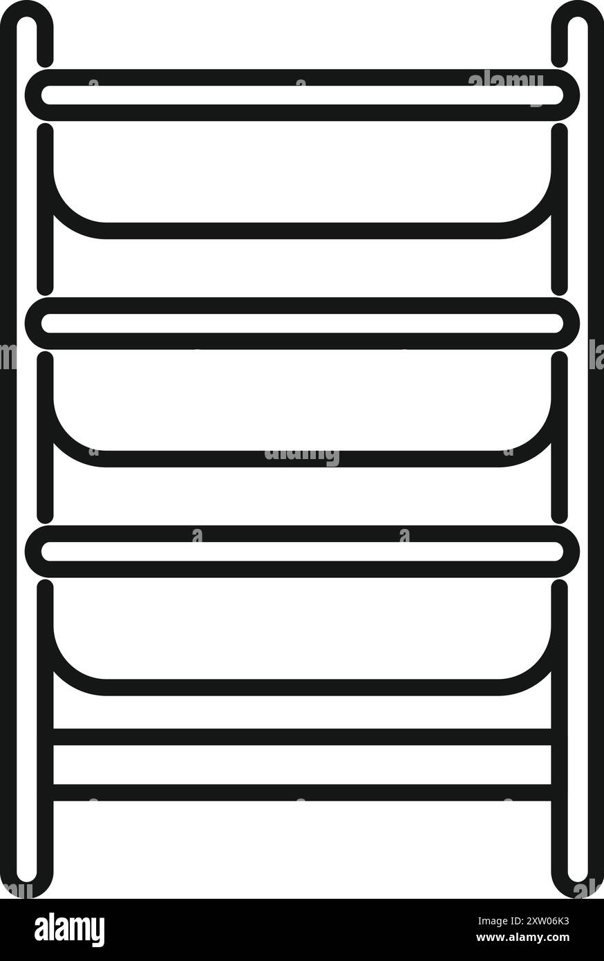 Empty four tier shelving unit standing on white background Stock Vector ...
