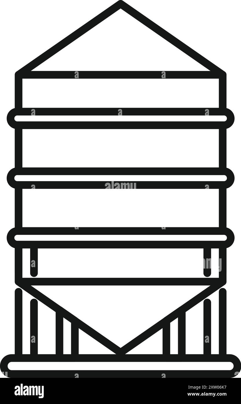 Line icon of a grain storage silo standing on a support structure Stock ...