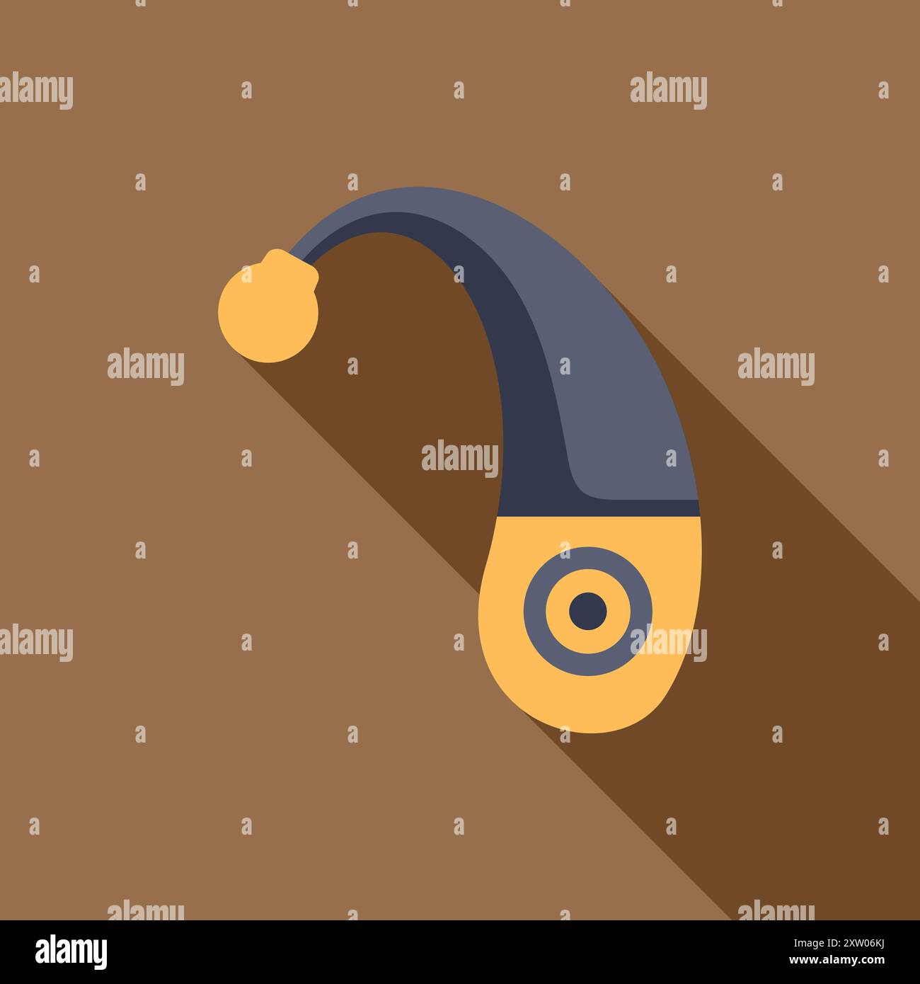 Behind the ear hearing aid icon in flat style with long shadow ...