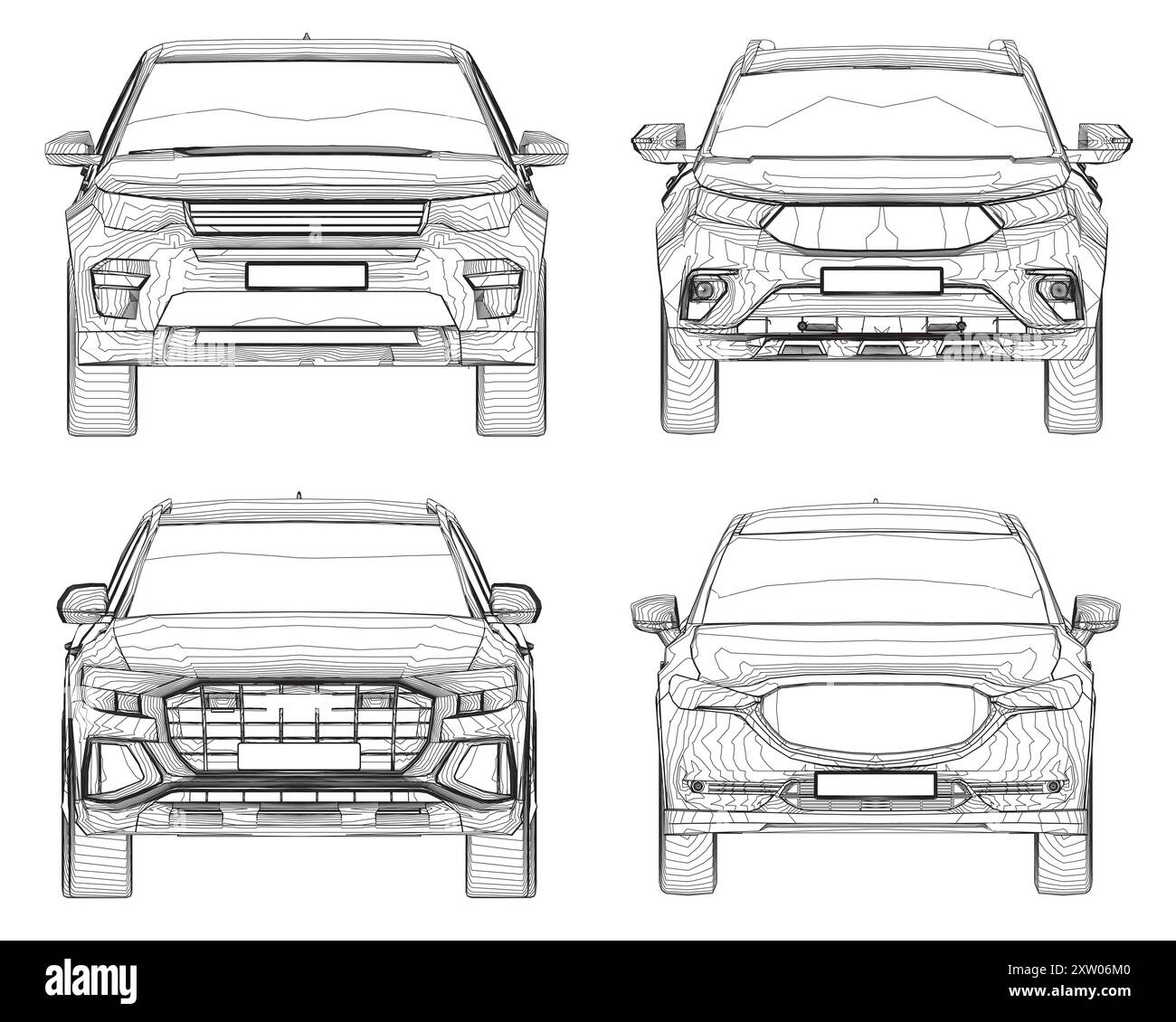 Set of contours different models of cars. Vector flat style ...