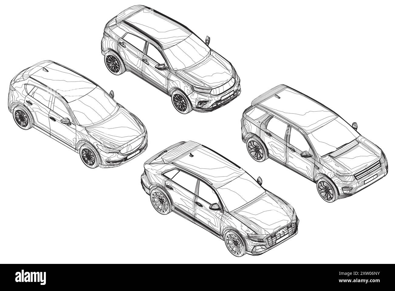 Set of contours different models of cars. Vector flat style ... Set of contours different models of cars. Vector flat style ...