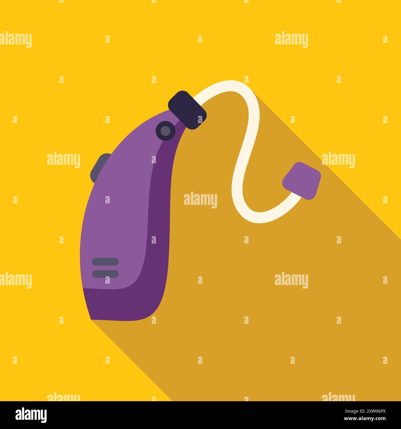 Purple hearing aid with a white cord, helping people with hearing loss ...