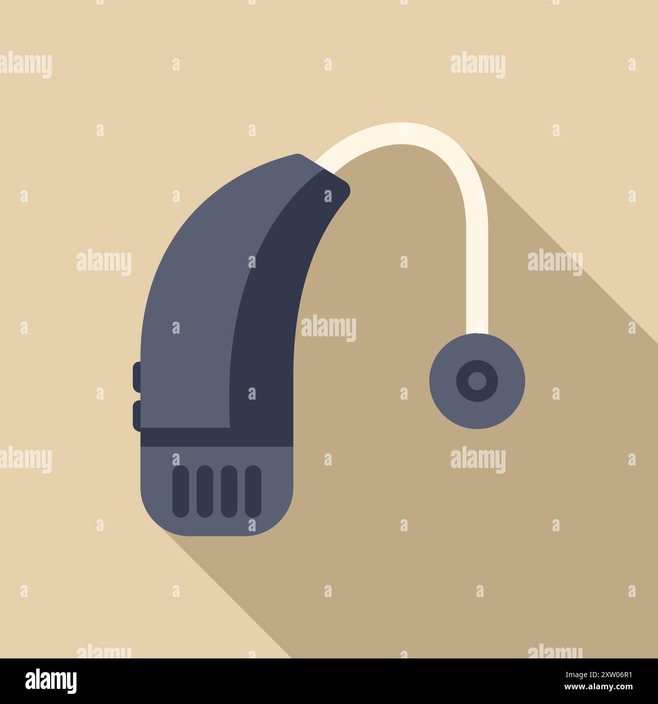 Behind the ear hearing aid improving hearing loss icon in flat style ...