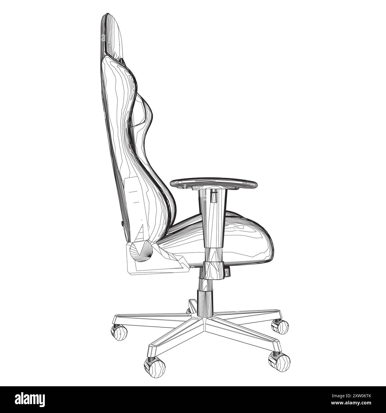 Gaming chair contour vector illustration. Drawing of computer chair ...