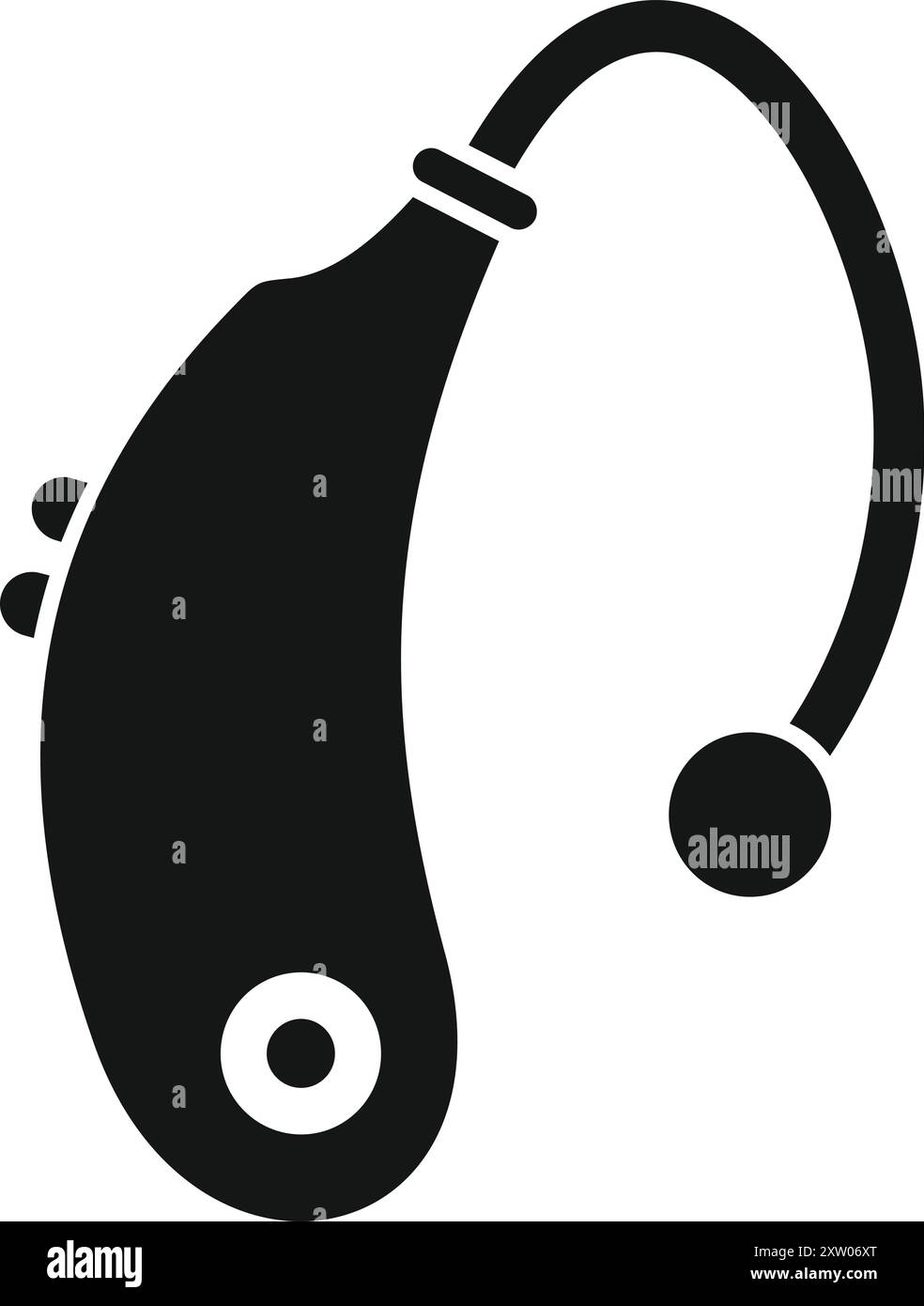 Black simple icon of a behind the ear hearing aid improving hearing ...