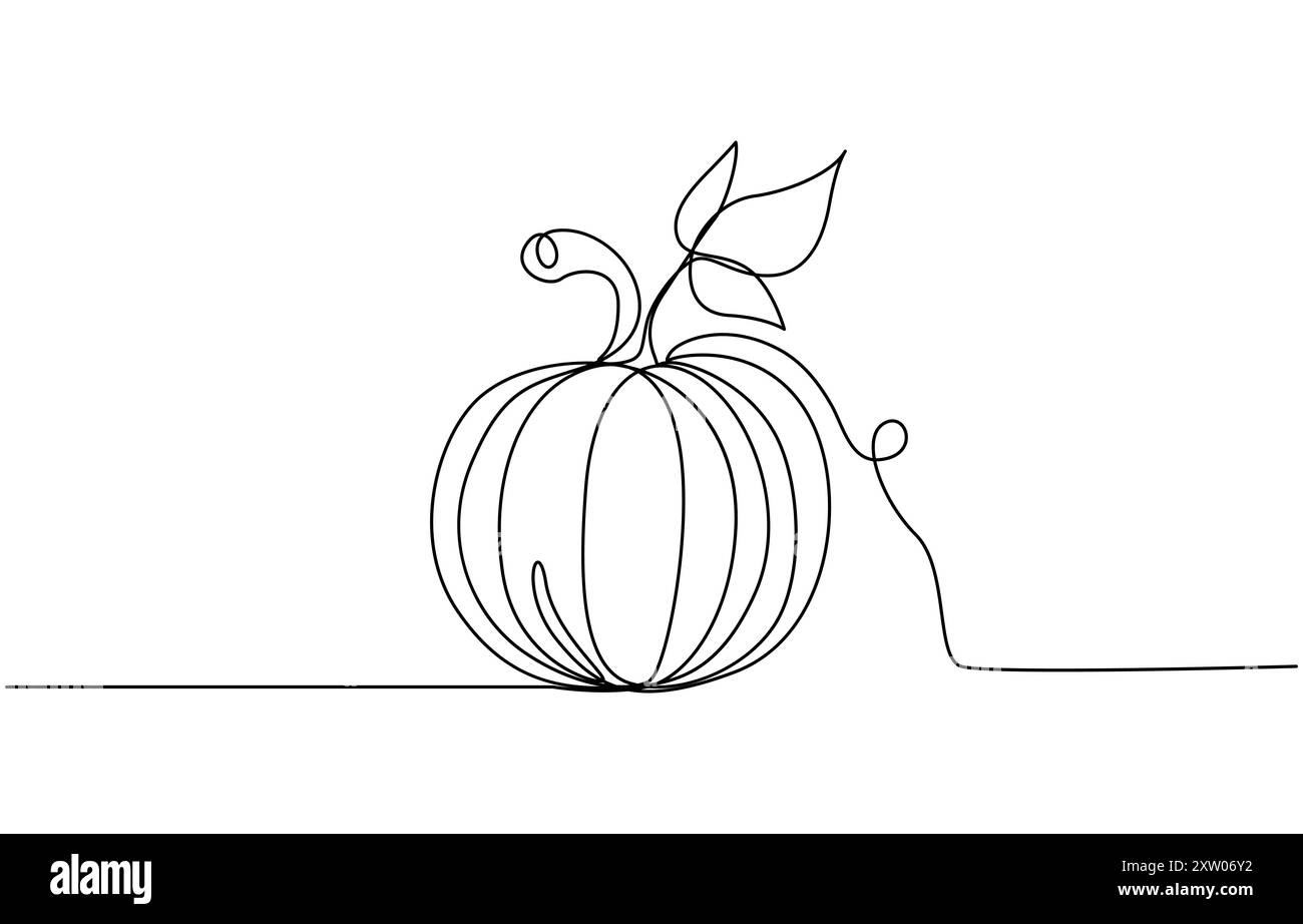 Vector illustration of Halloween Pumpkin Singe line art illustration ...