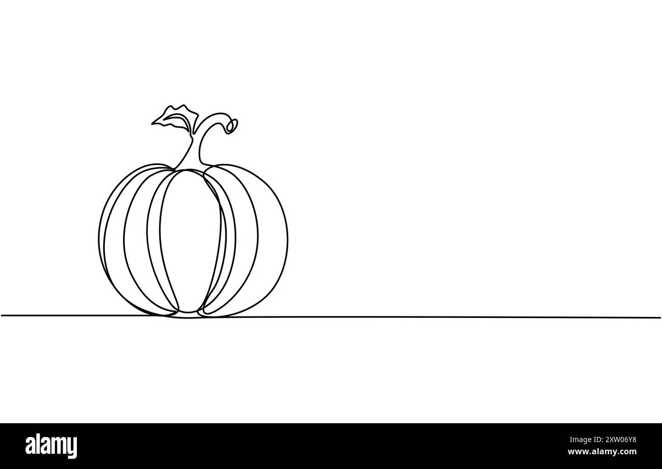 Vector illustration of Halloween Pumpkin Singe line art illustration ...