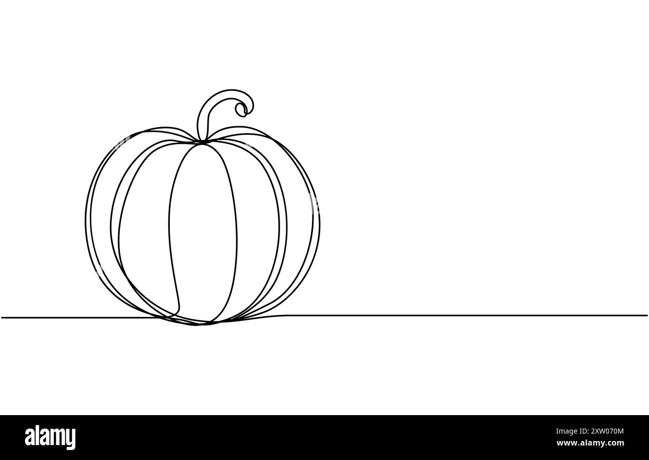 Vector illustration of Halloween Pumpkin Singe line art illustration ...