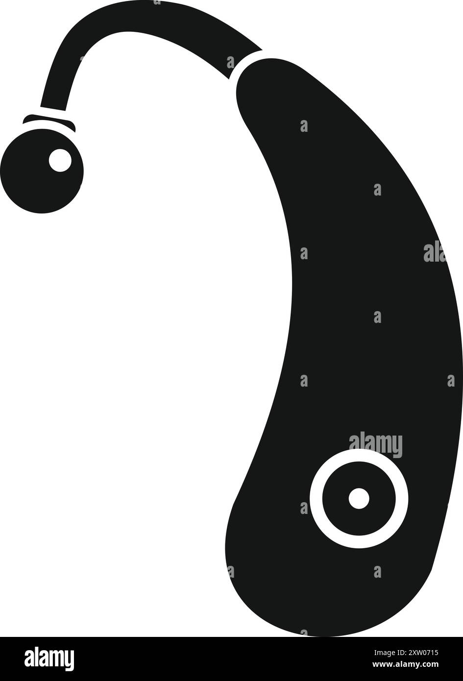 Black glyph icon for a hearing aid, a device designed to improve ...