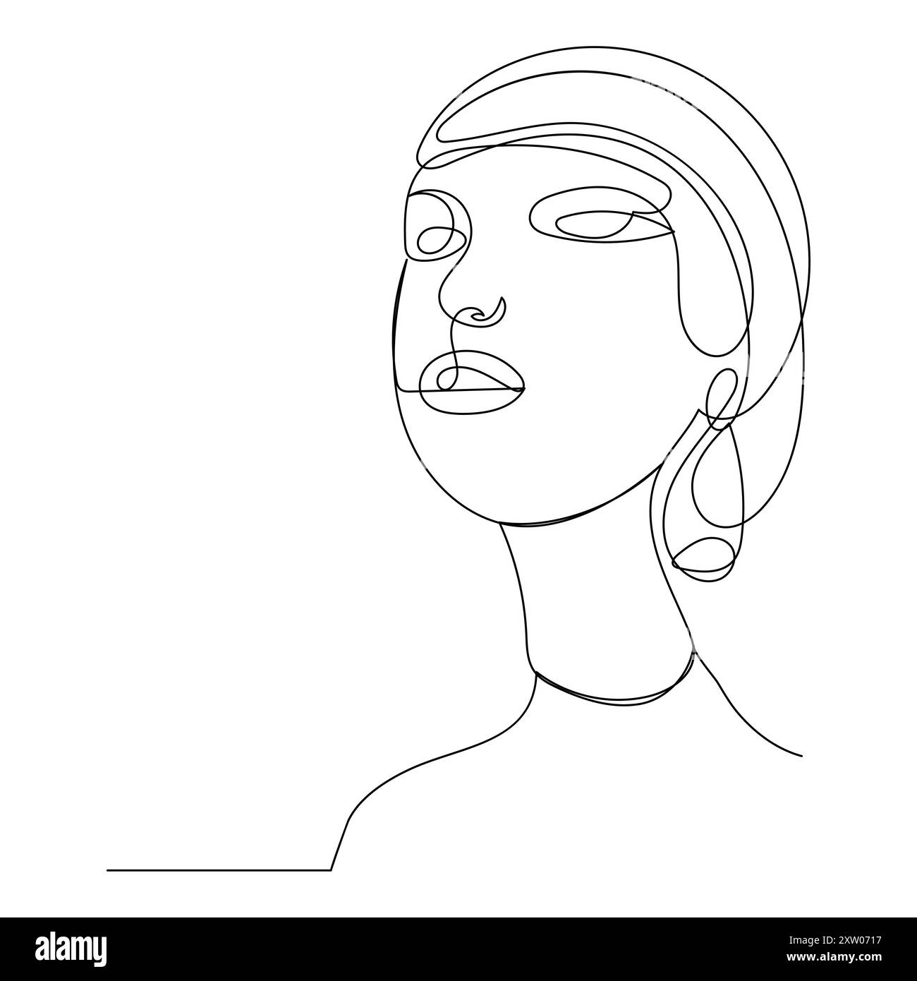 Woman Profile Female Beauty Concept Line Drawing Vector Illustration