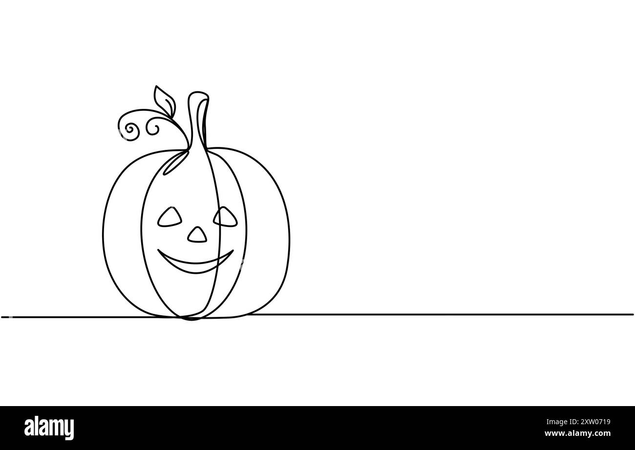 Vector illustration of Halloween Pumpkin Singe line art illustration ...