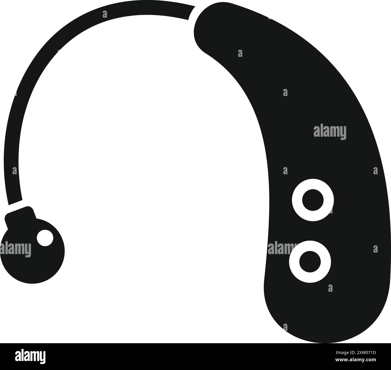 Black glyph icon for hearing aid improving hearing, isolated on white ...