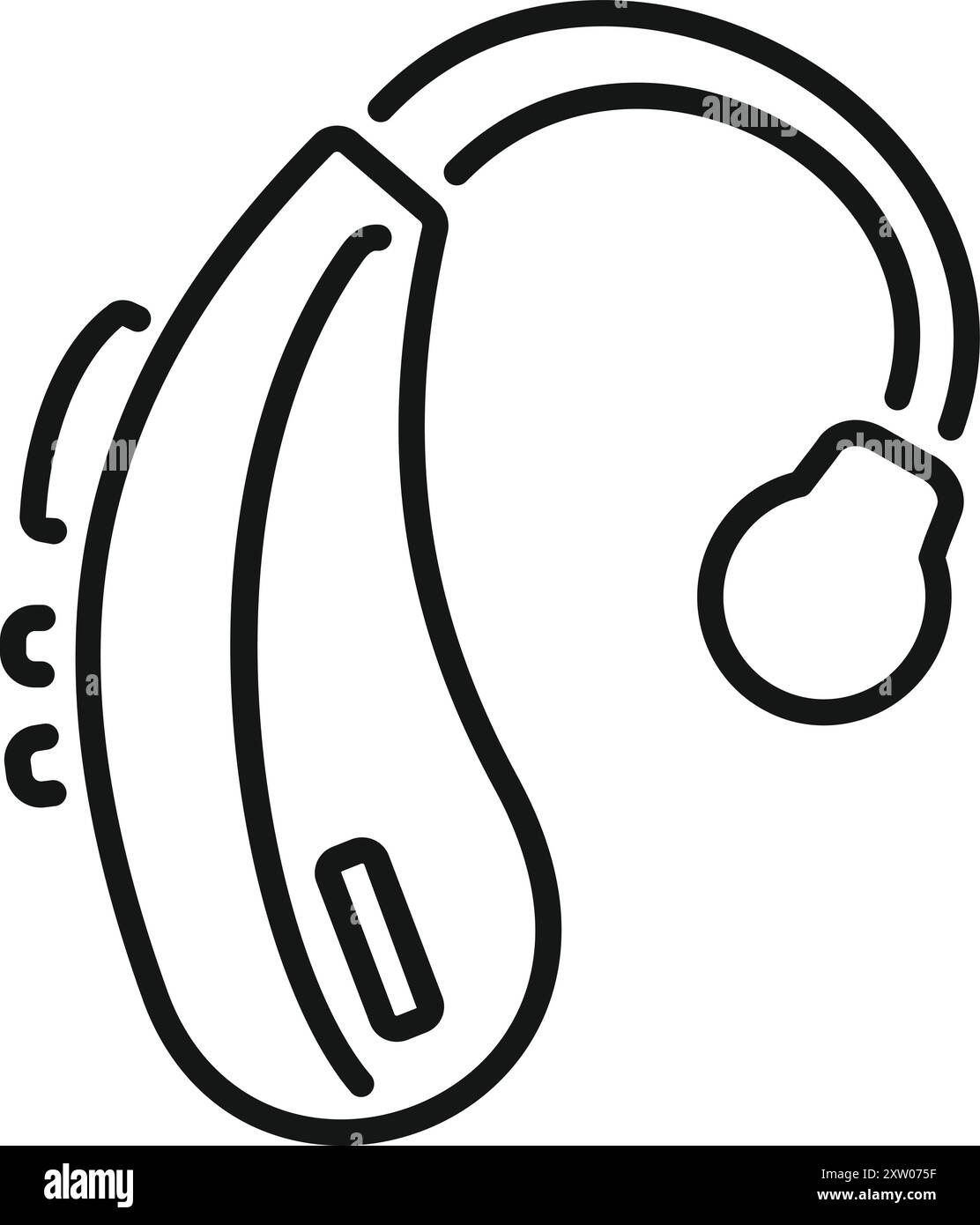 Line art icon of a hearing aid, a device designed to improve hearing ...