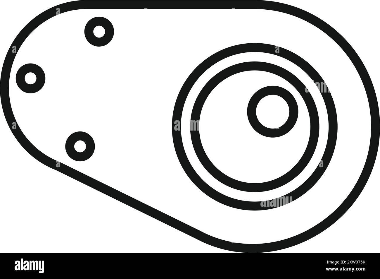 Line drawing of a timing belt tensioner pulley, ensuring optimal engine ...