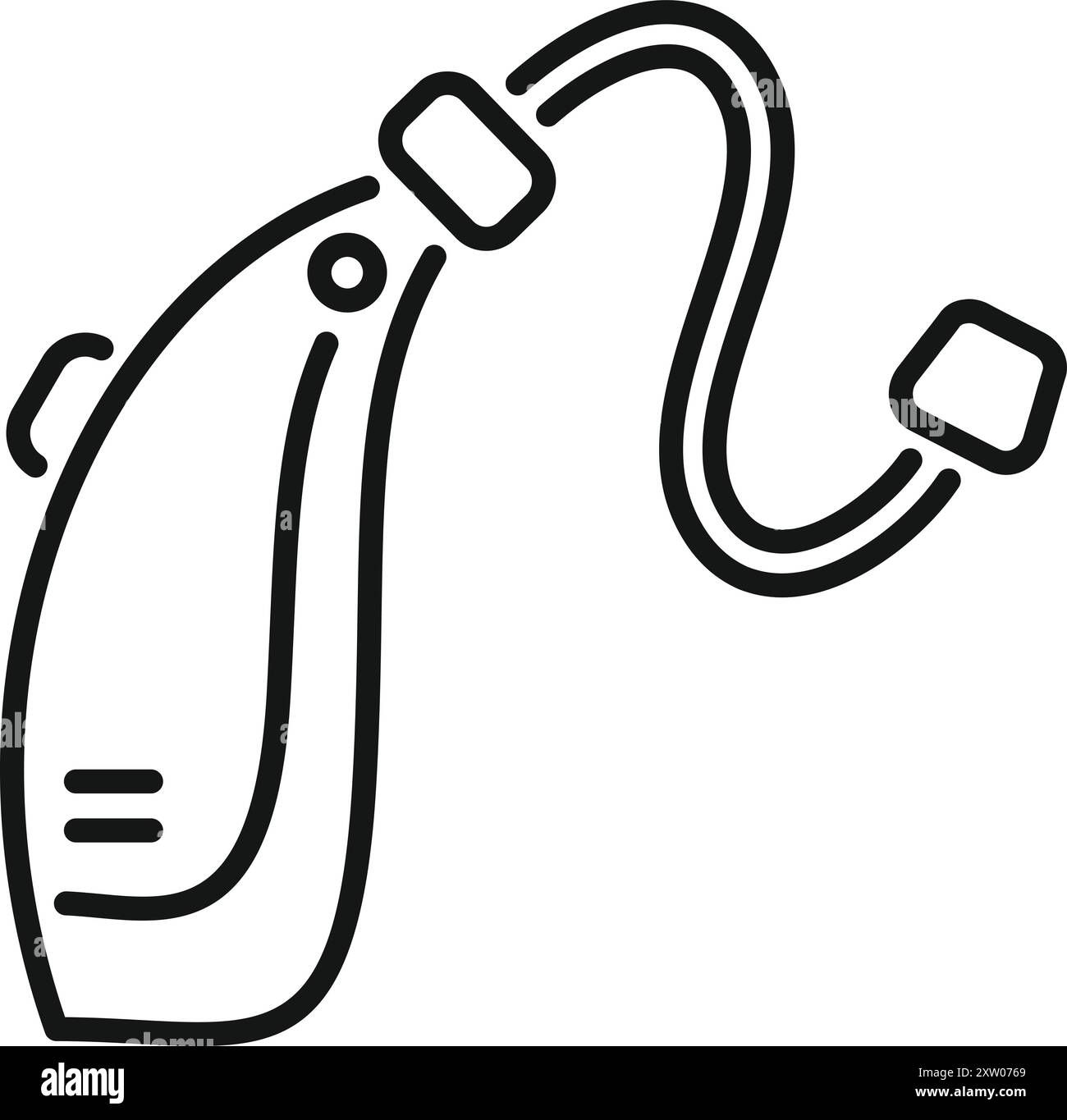 Simple lineart vector of a hearing aid, a small device improving ...