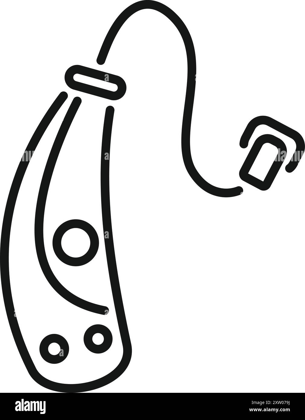 Behind the ear hearing aid improving hearing icon, thin line style ...