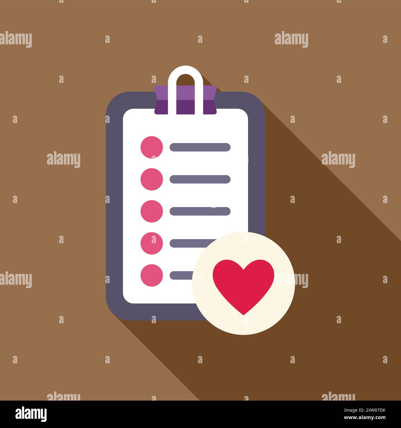 Clipboard showing a love list with a heart icon for romantic things to ...