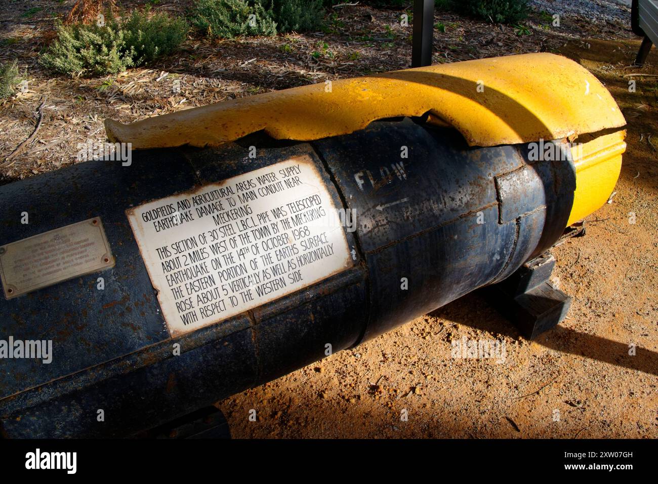 A section of damaged water pipe from the 1968 earthquake , Meckering ...