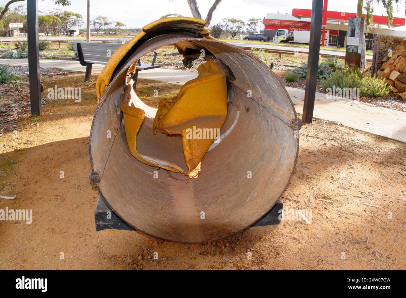 Inside view of damaged water pipe from the 1968 earthquake , Meckering ...