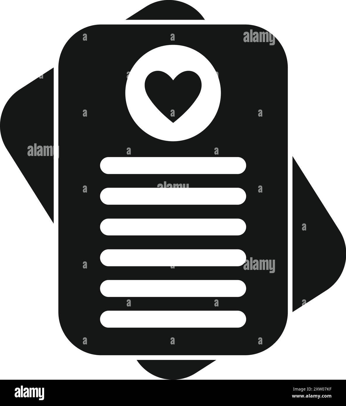 Black and white icon of a love list, perfect for representing romance ...