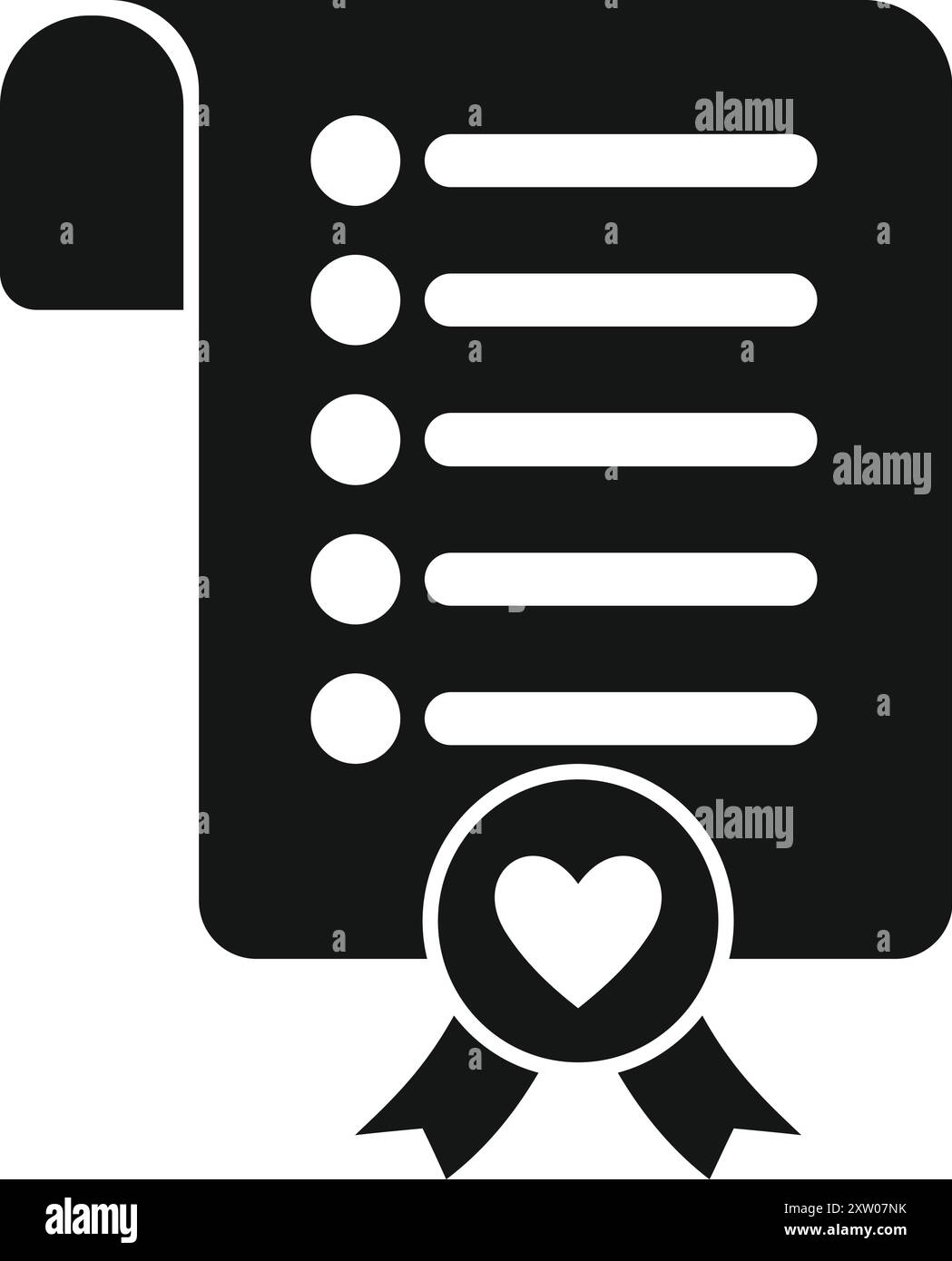 Simple icon of a wish list with a heart, perfect for representing a ...