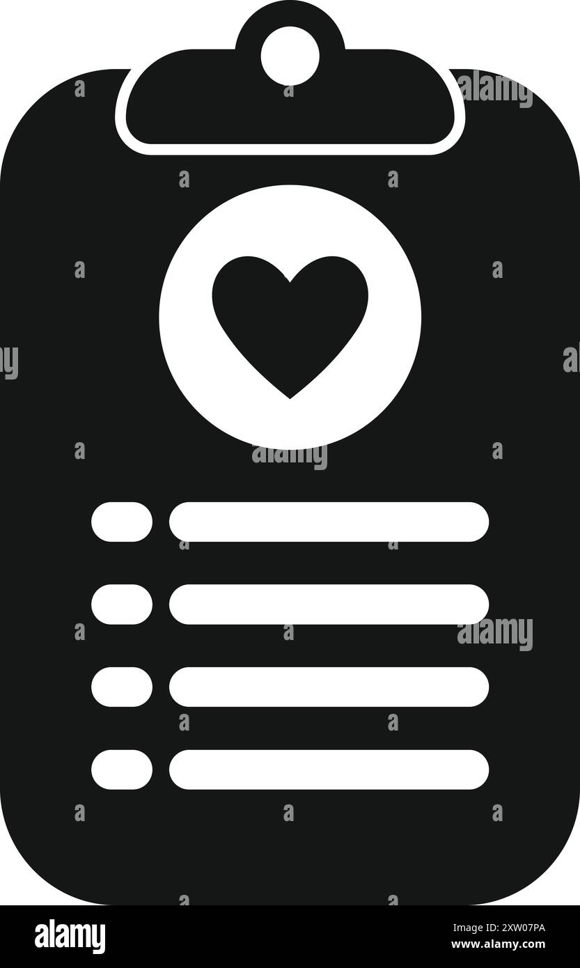 Black and white vector illustration of a clipboard showing medical test ...