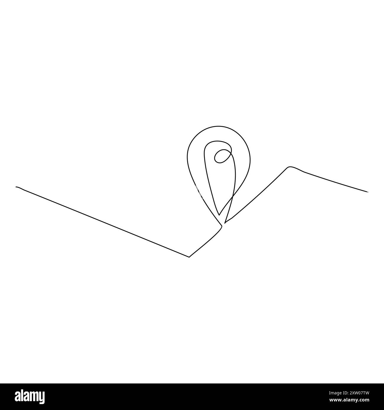 Continuous single line traffic one line map location pin art drawing ...