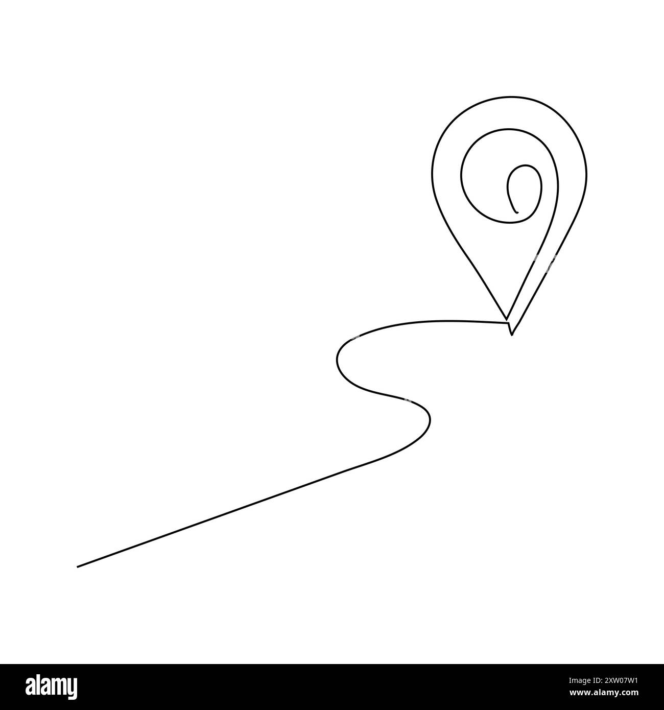 Continuous single line traffic one line map location pin art drawing ...
