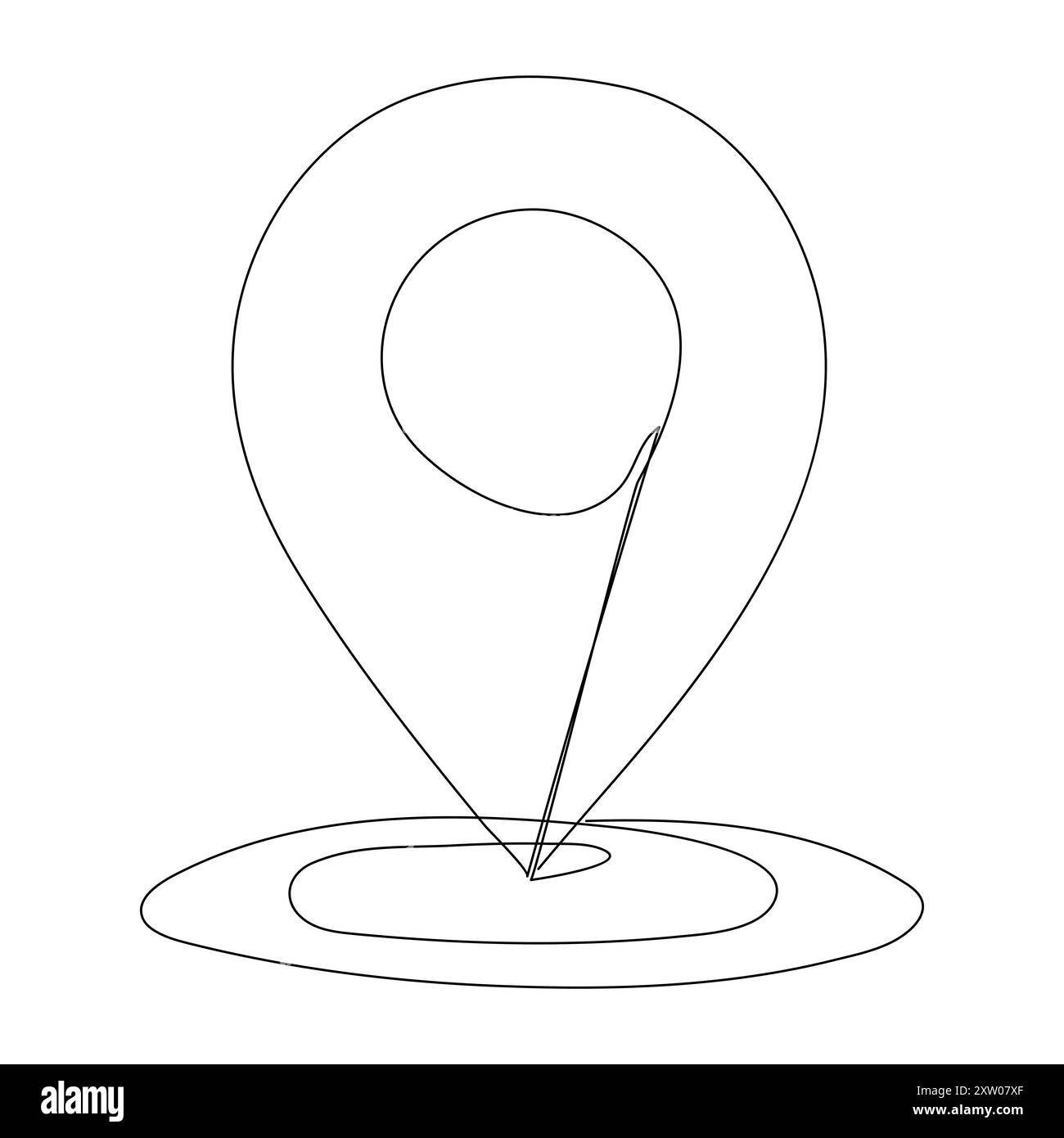 Continuous single line traffic one line map location pin art drawing ...