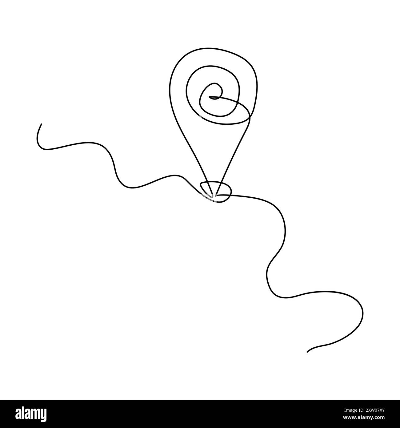 Continuous single line traffic one line map location pin art drawing ...