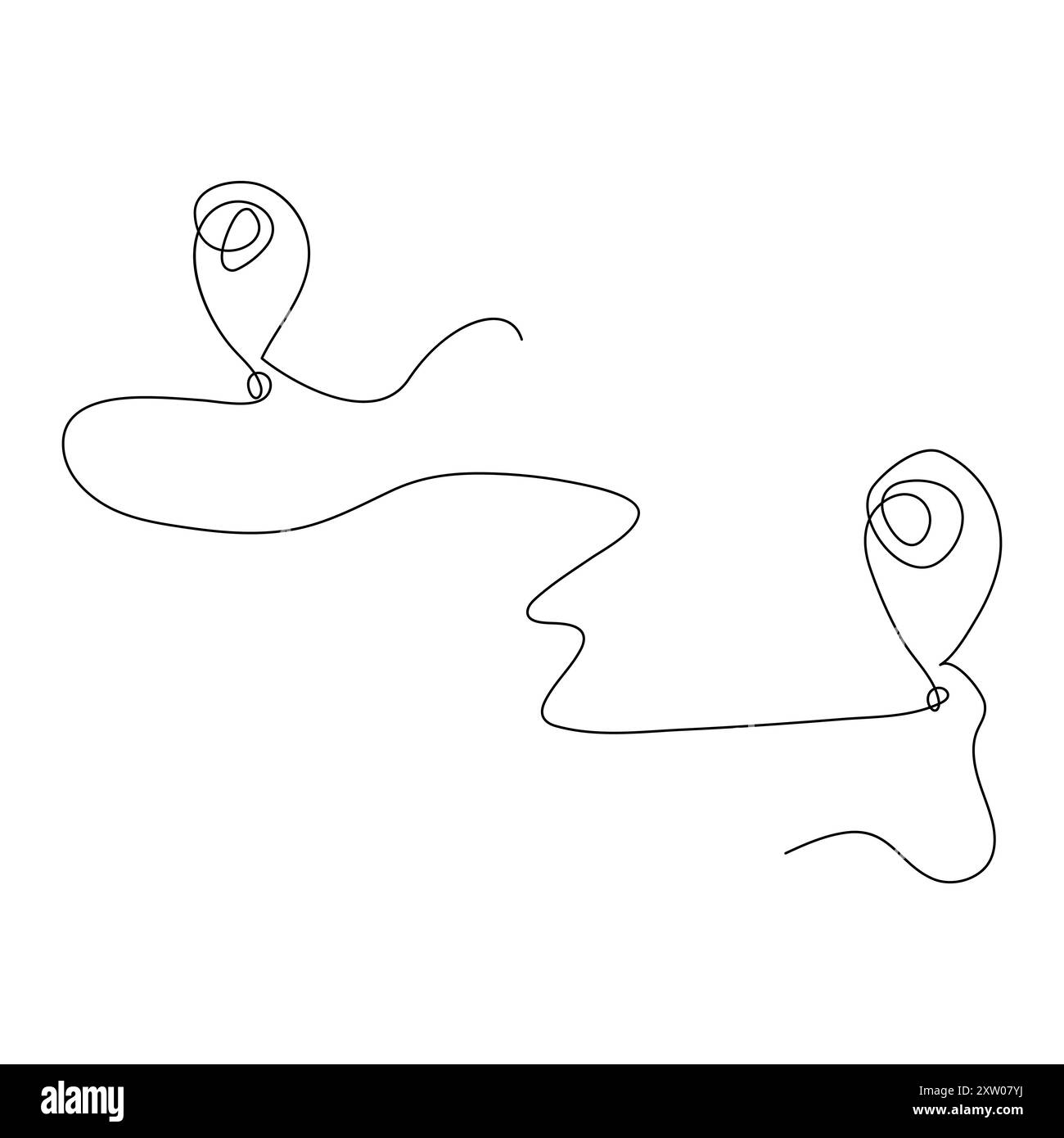 Continuous single line traffic one line map location pin art drawing design vector graphic Stock ...