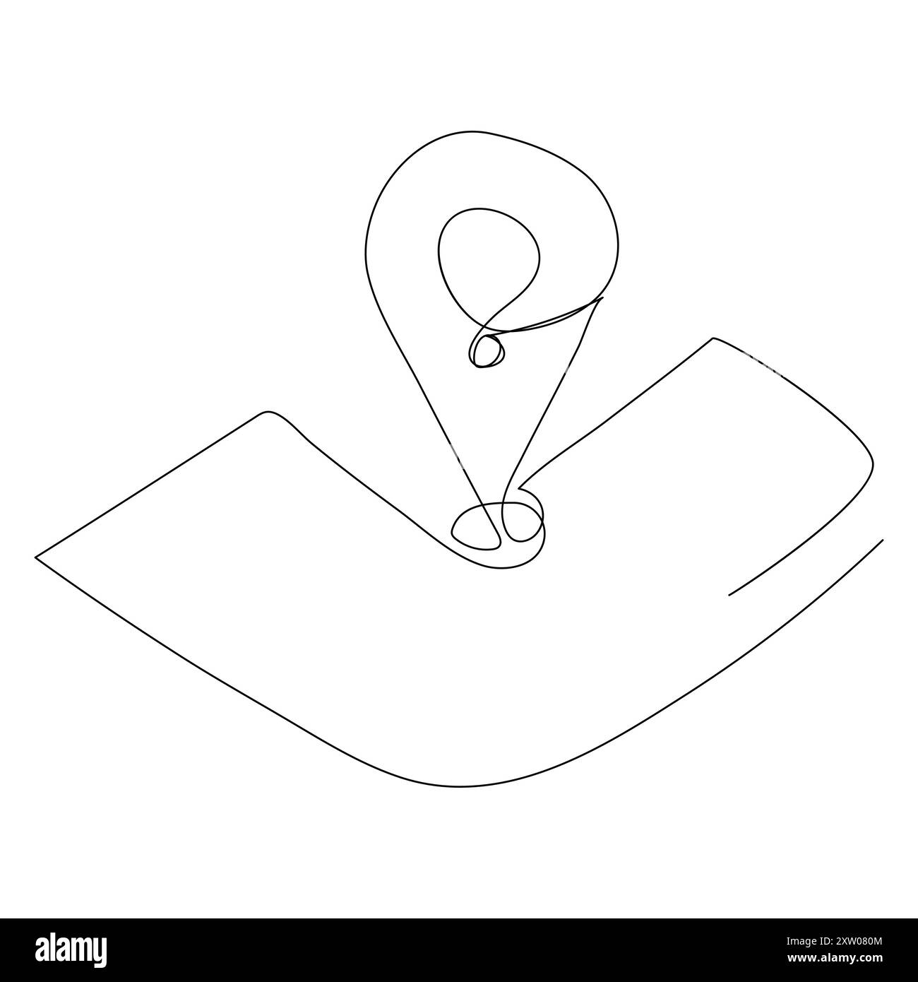 Continuous single line traffic one line map location pin art drawing ...