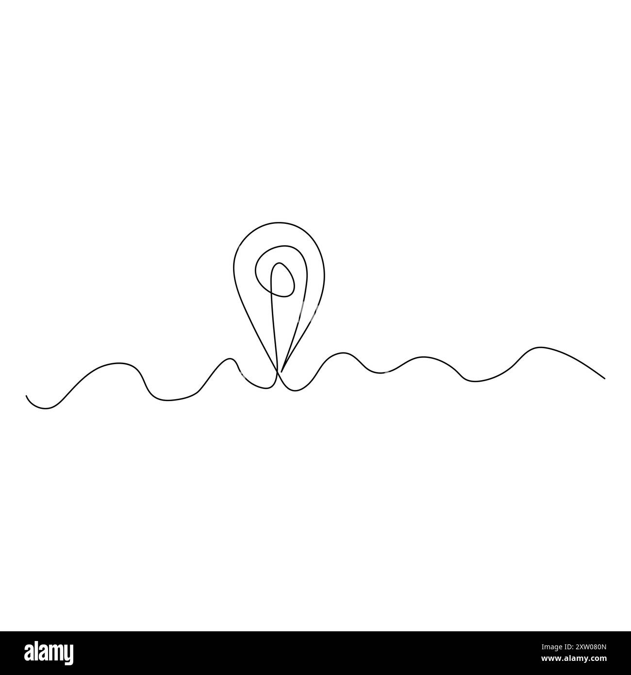 Continuous single line traffic one line map location pin art drawing ...