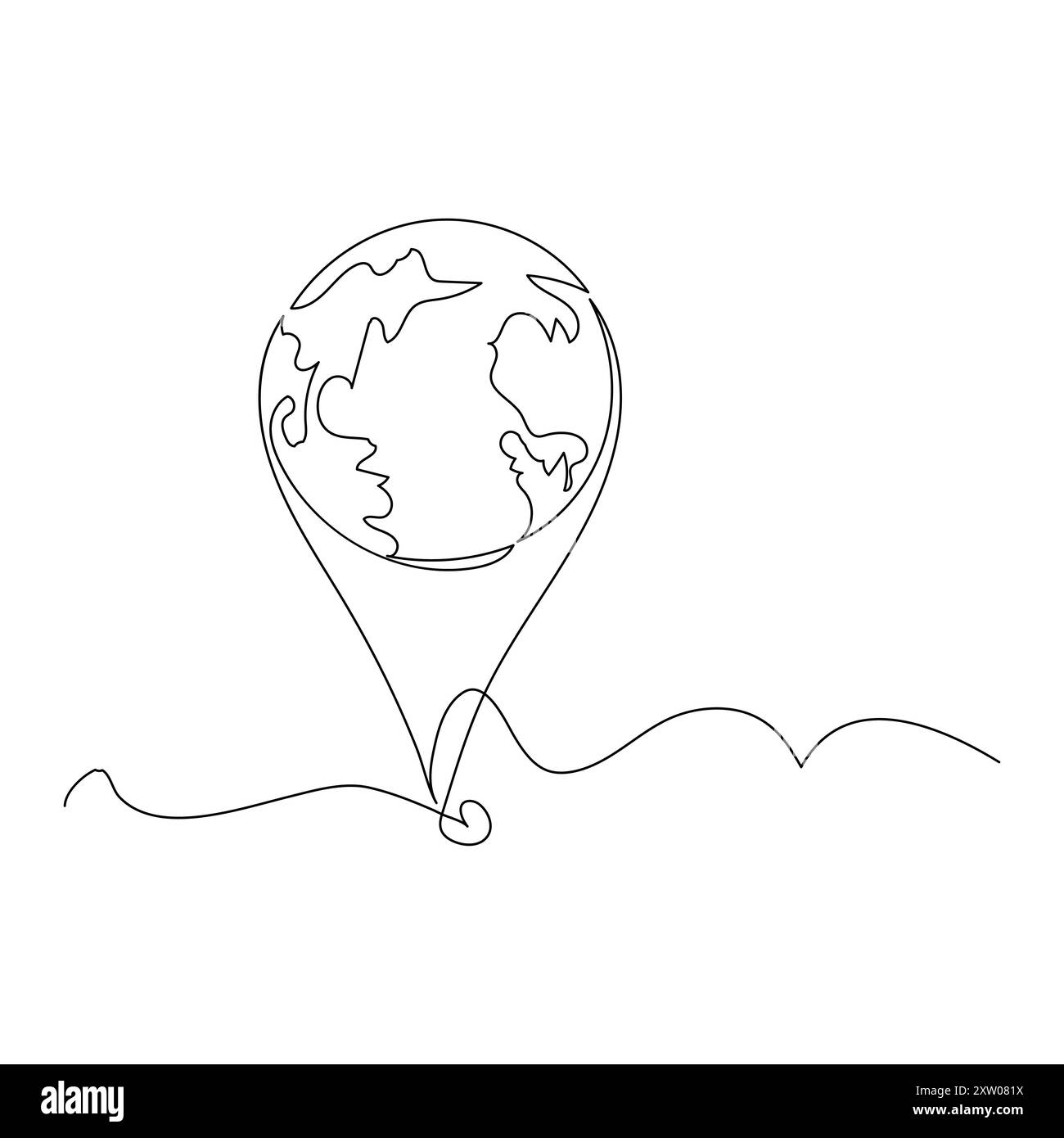 Continuous single line traffic one line map location pin art drawing ...