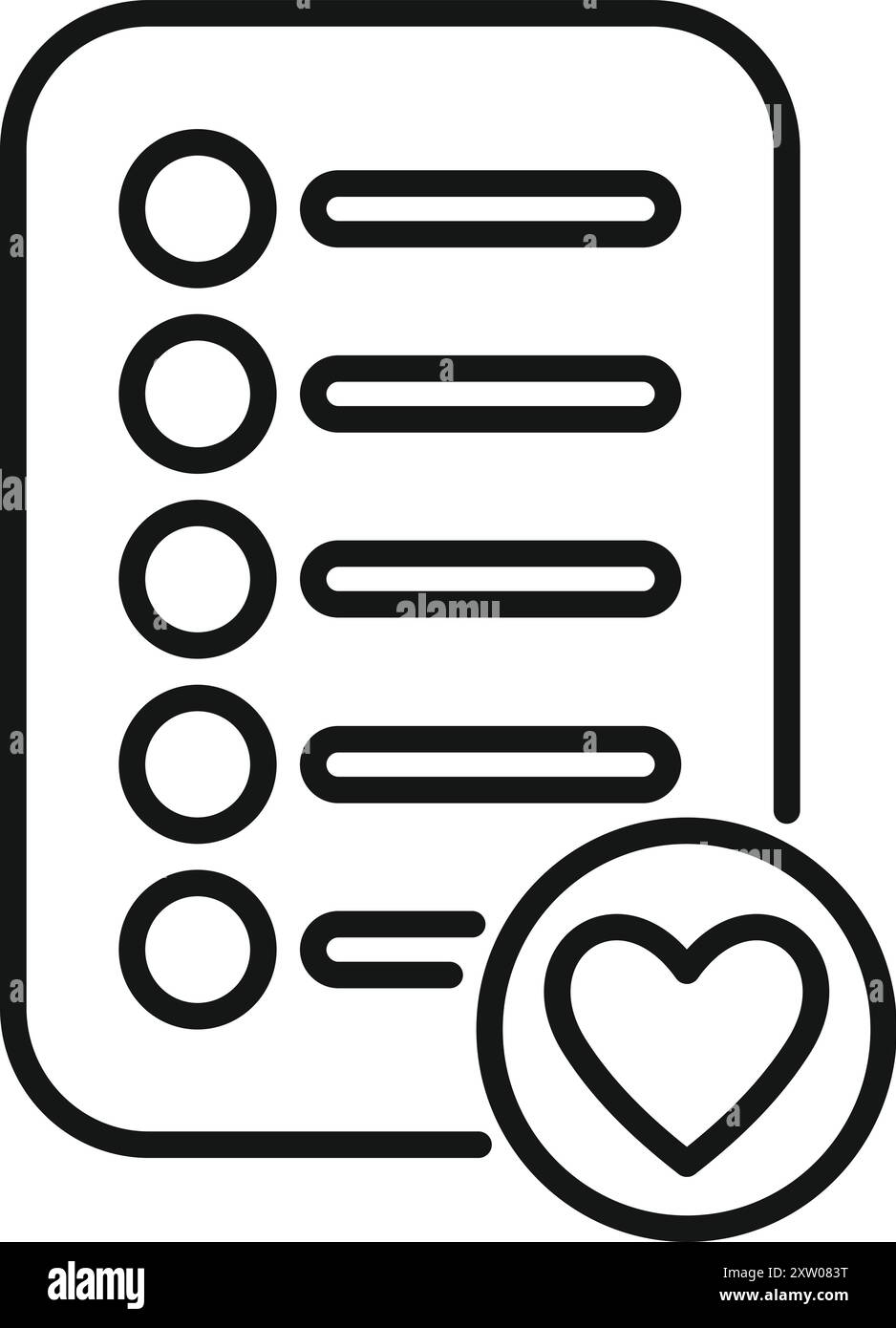 Line art icon of wish list representing a concept of choosing favorite ...