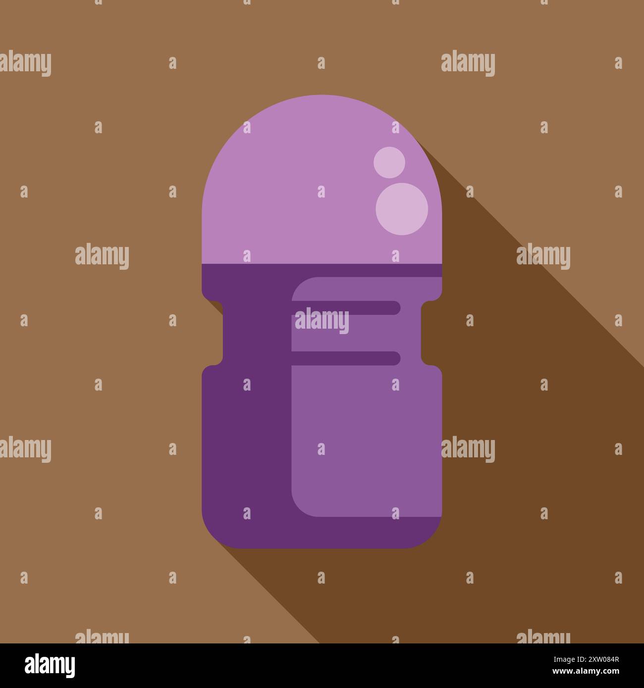 Purple deodorant stick casting long shadow on brown background, vector ...