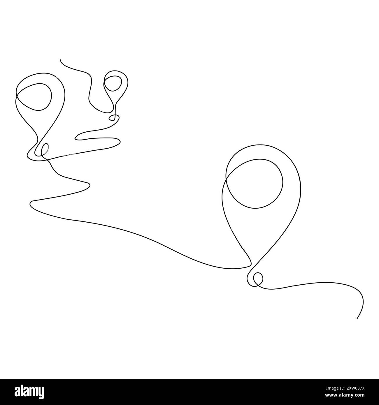 Continuous single line traffic one line map location pin art drawing ...