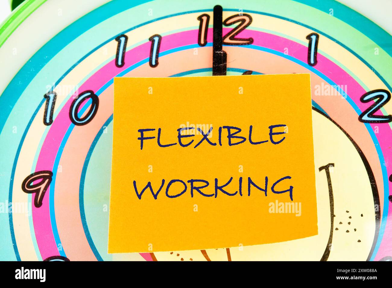 Flexible working symbol. Concept words Flexible working on a yellow ...