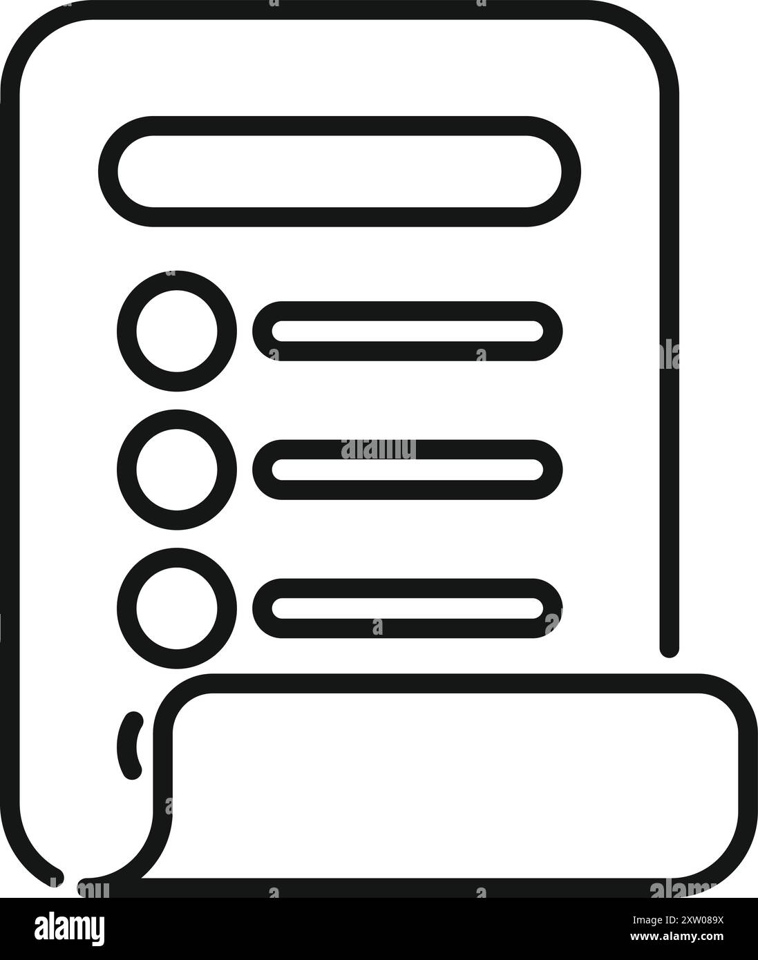 Black outline icon of a survey form being filled out by checking boxes ...