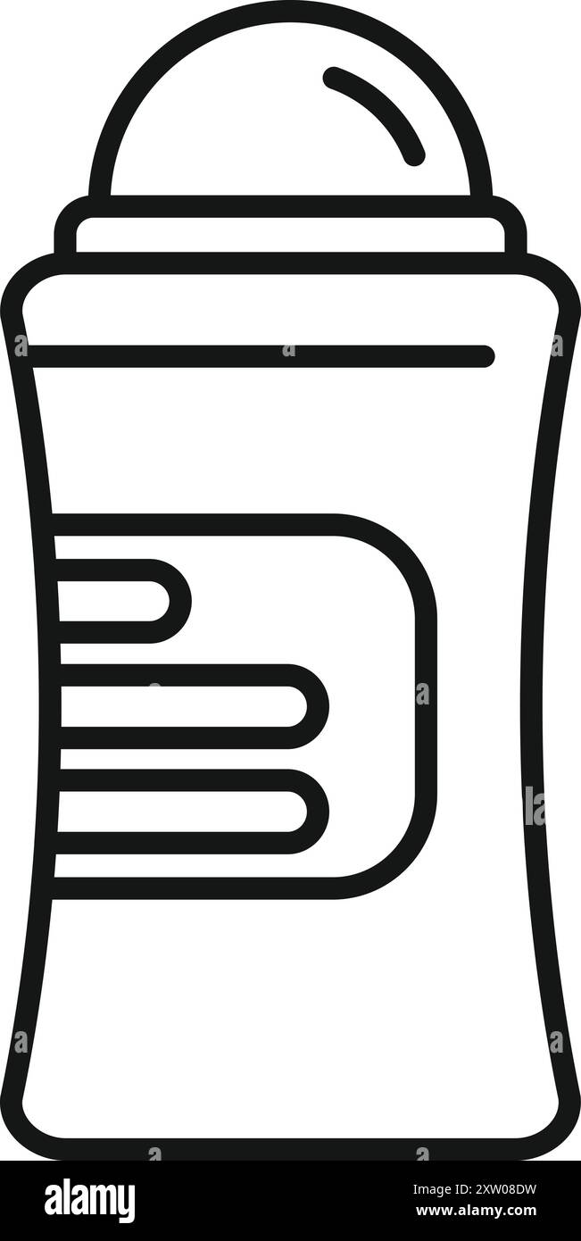 Simple line drawing of a roll on deodorant stick, isolated on a white ...