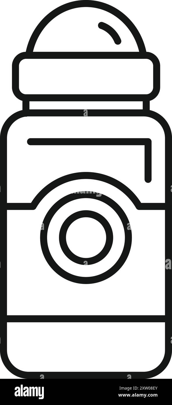 Simple, bold line art illustration of a roll on deodorant bottle ...