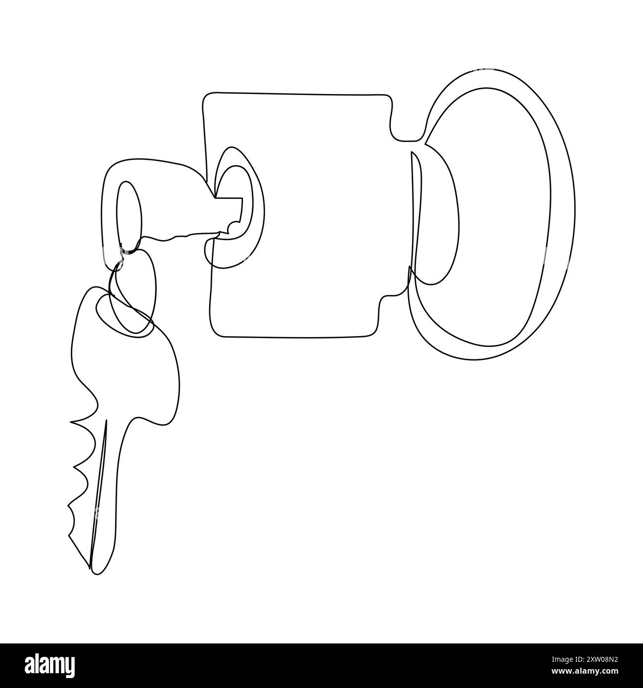Key single line vector one continuous line drawing of key key line icon ...