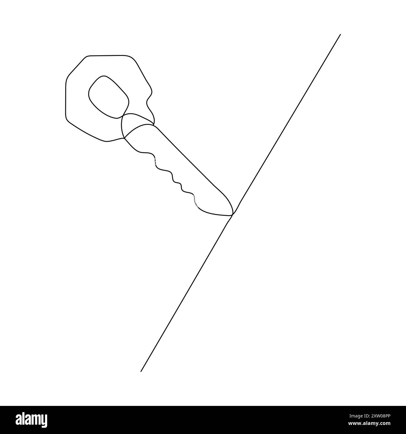 Key single line vector one continuous line drawing of key key line icon ...