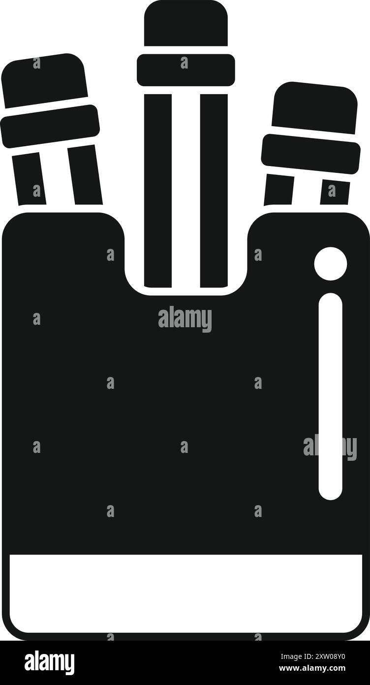 This vector illustration features three pencils standing upright in a ...