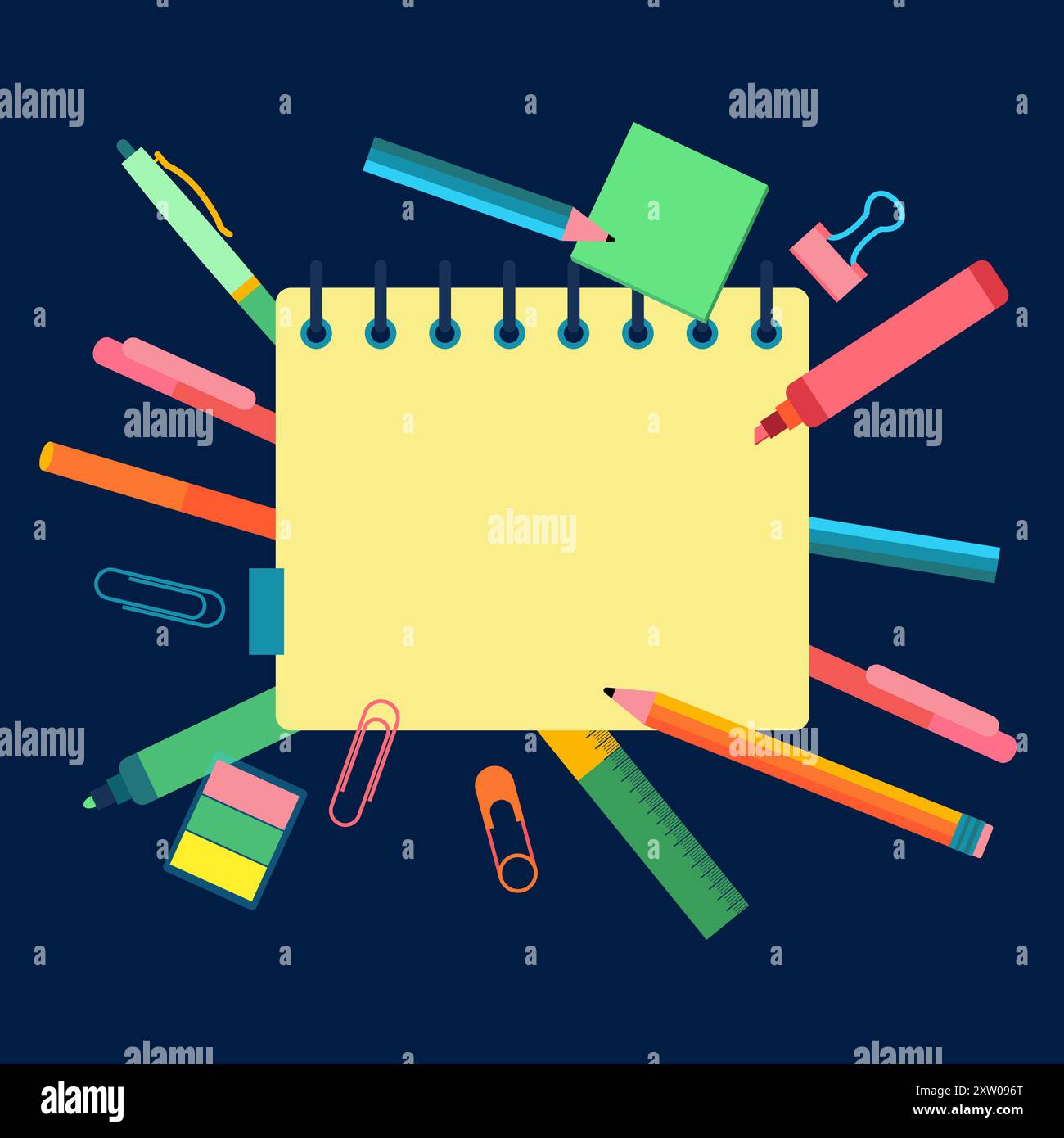 happy back to school background illustration composed of highlighters ...