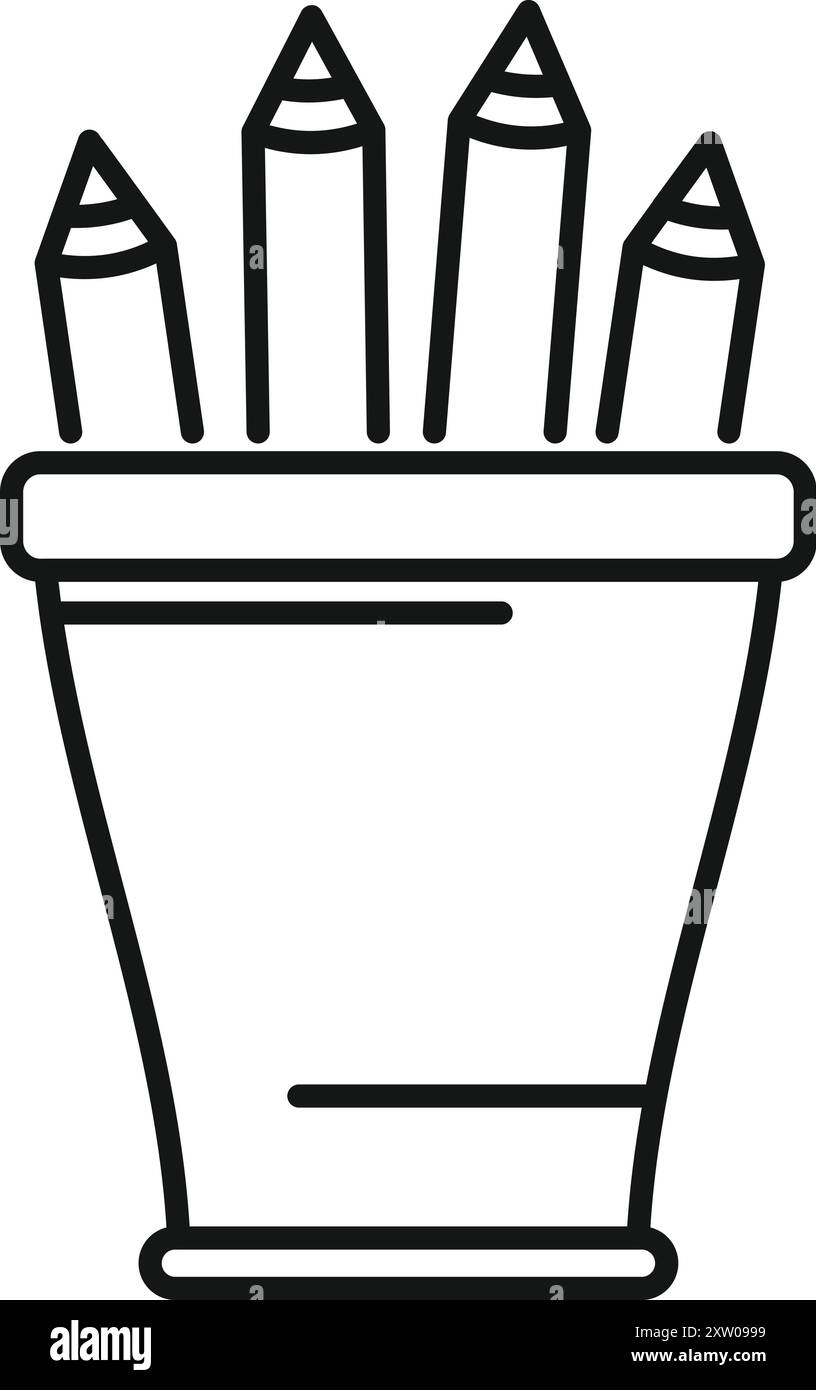 Five pencils are standing upright in a pot, ready for an artist to use ...