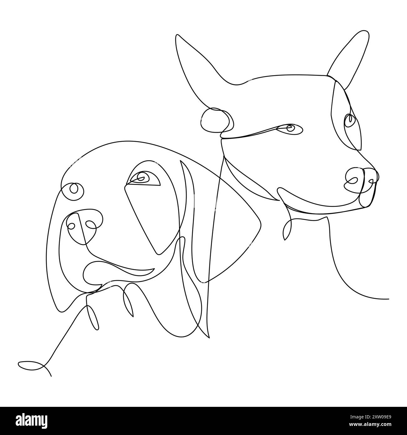 Continuous one line dog drawing out line vector illustration design ...